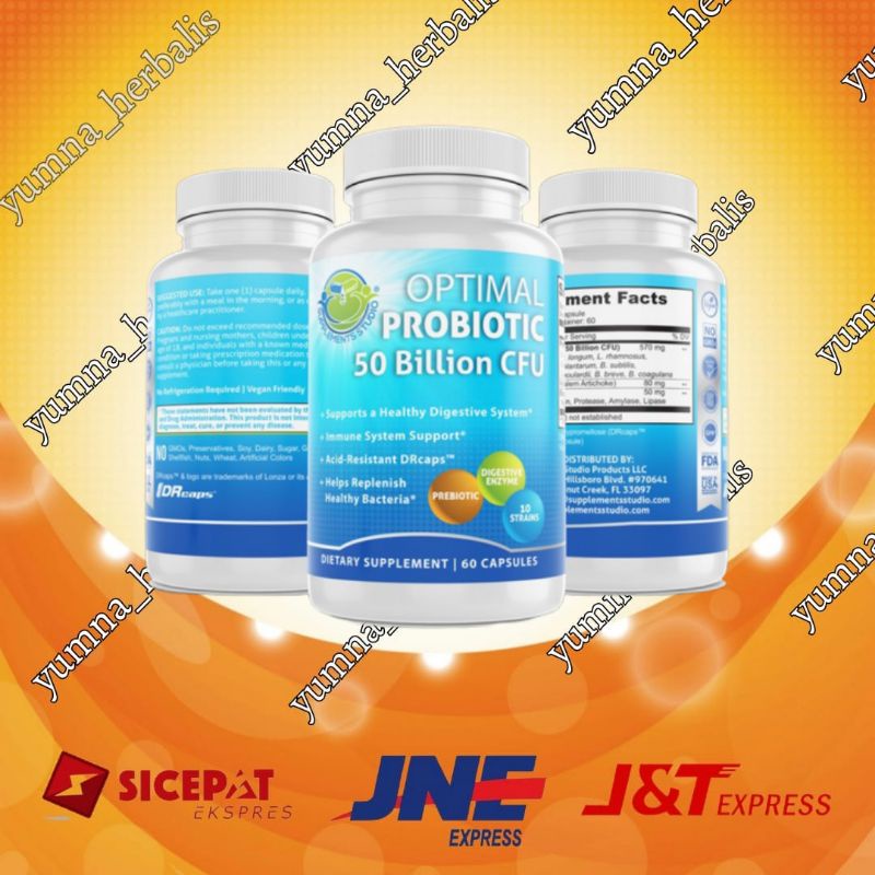 Jual Probiotic/Probiotik Optimal 10 strain 50 billion + Prebiotic + Enzim Supplement Studio ORI ...