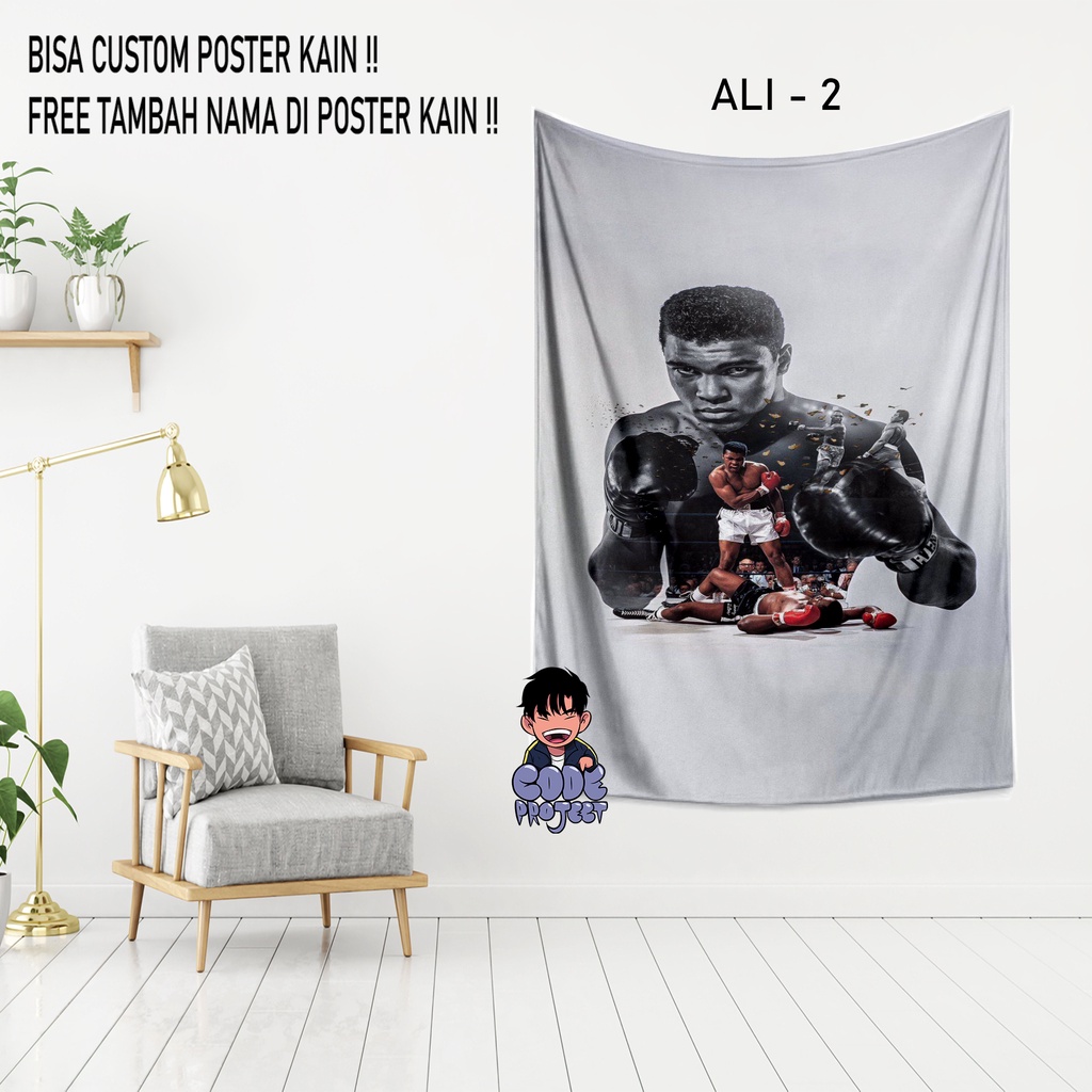 Jual POSTER KAIN MUHAMMAD ALI - wall decor muhammad ali - hiasan ...