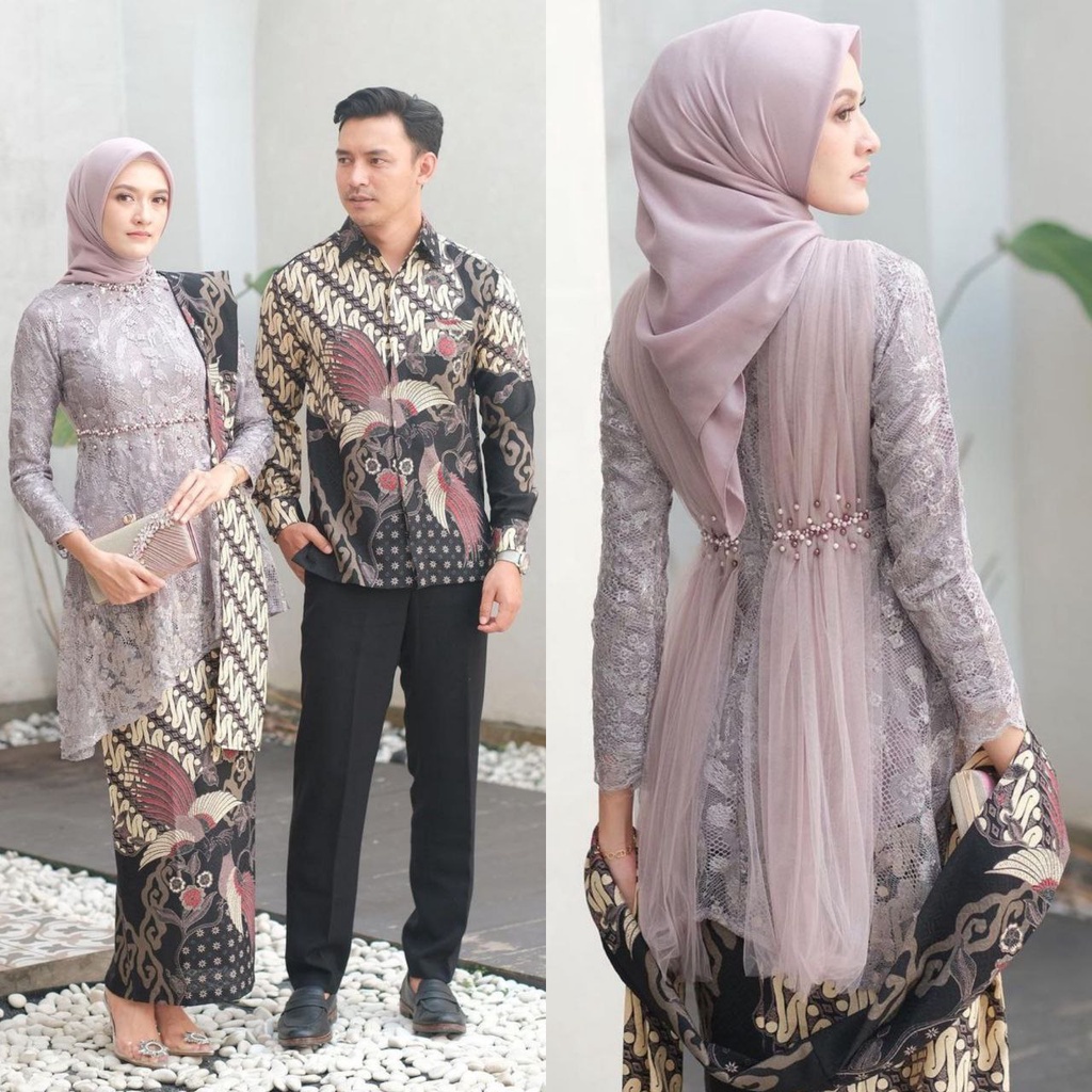 Jual Set Couple Kebaya Batik Zara Modern Warna Mauve Kebaya Wisuda ...