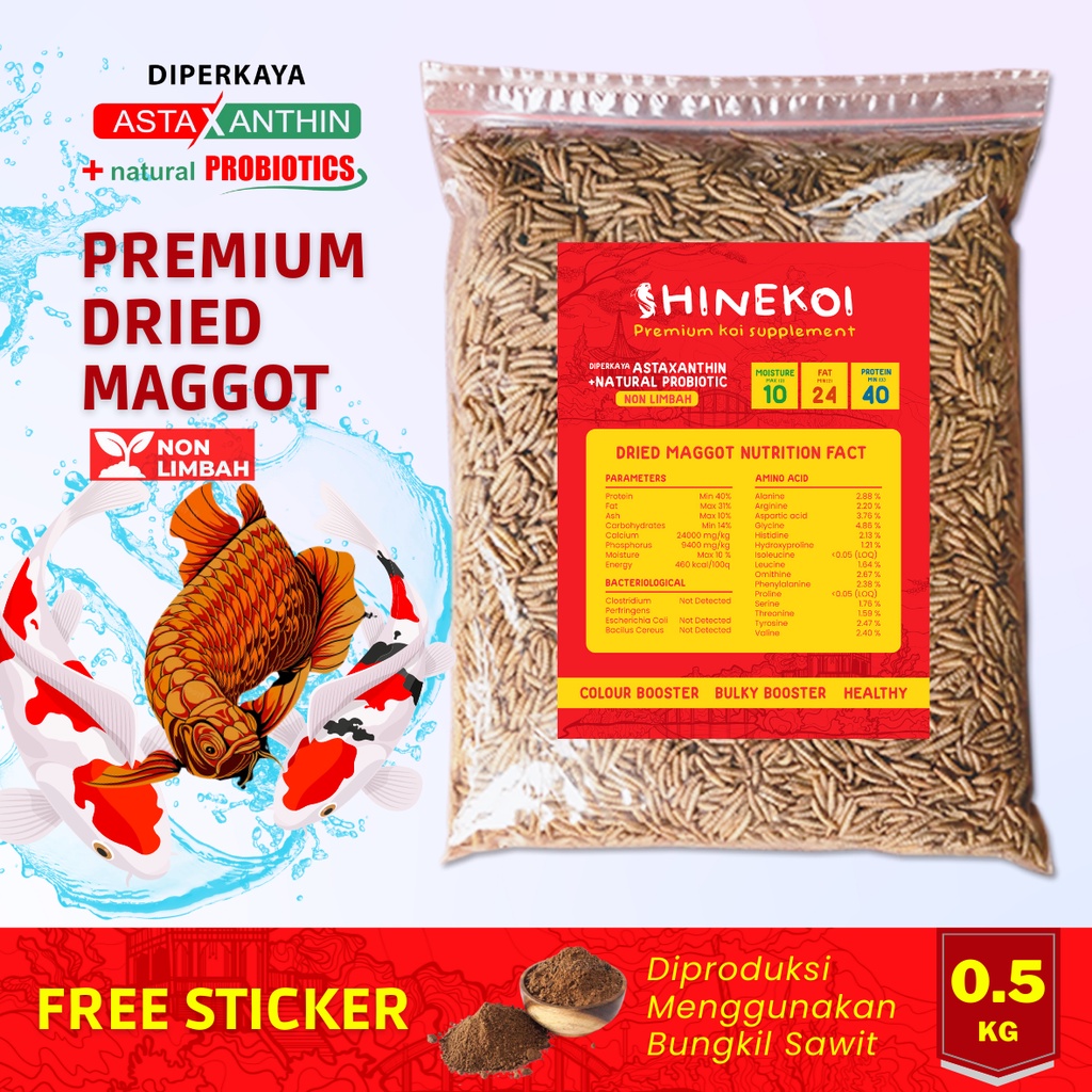Jual Maggot Kering Shinekoi 500gr pakan ikan predator & koi Bersih NON ...