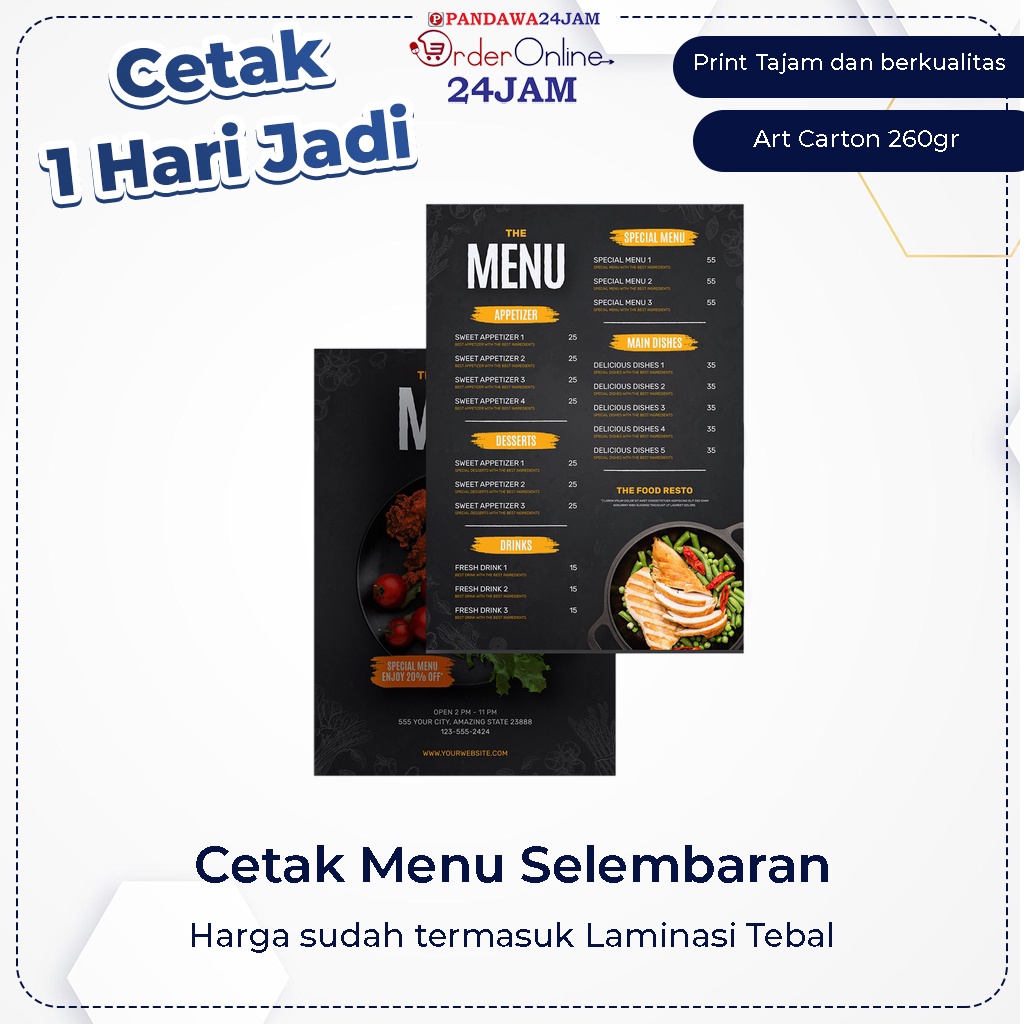 Jual Cetak Daftar Menu Makanan Minuman Cafe Custom A3 A4 | Shopee Indonesia