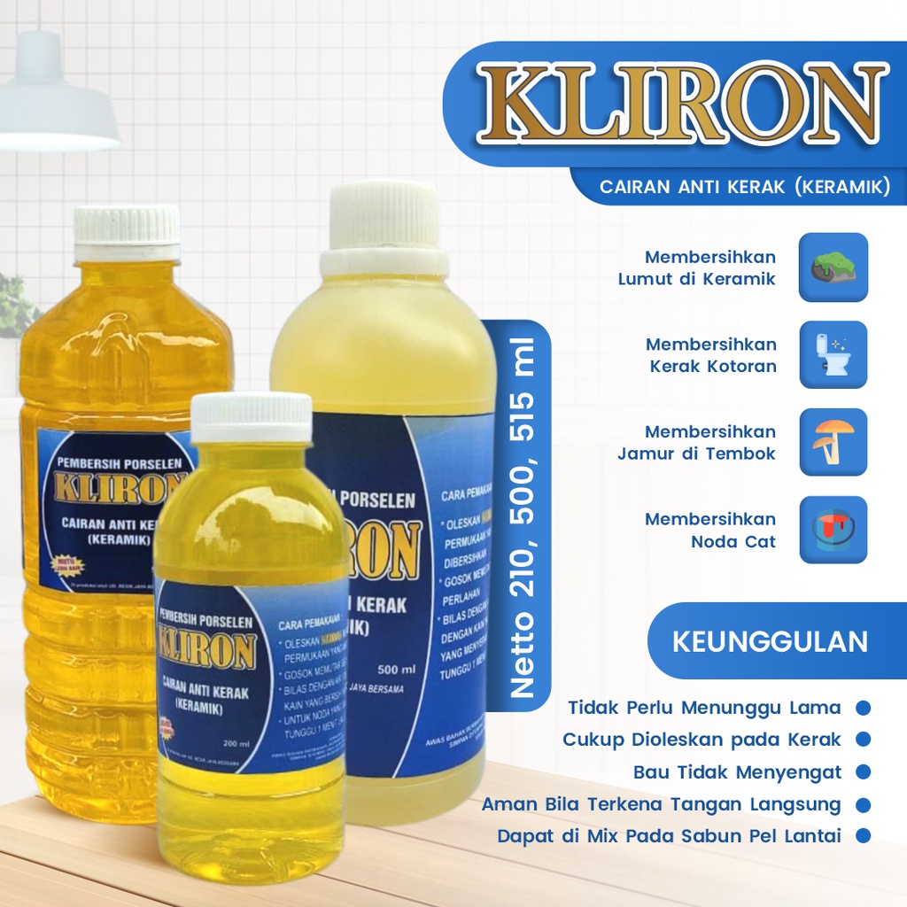 Jual Cairan Pembersih Kerak Keramik Kamar Mandi Kliron Kuning Ampuh ...