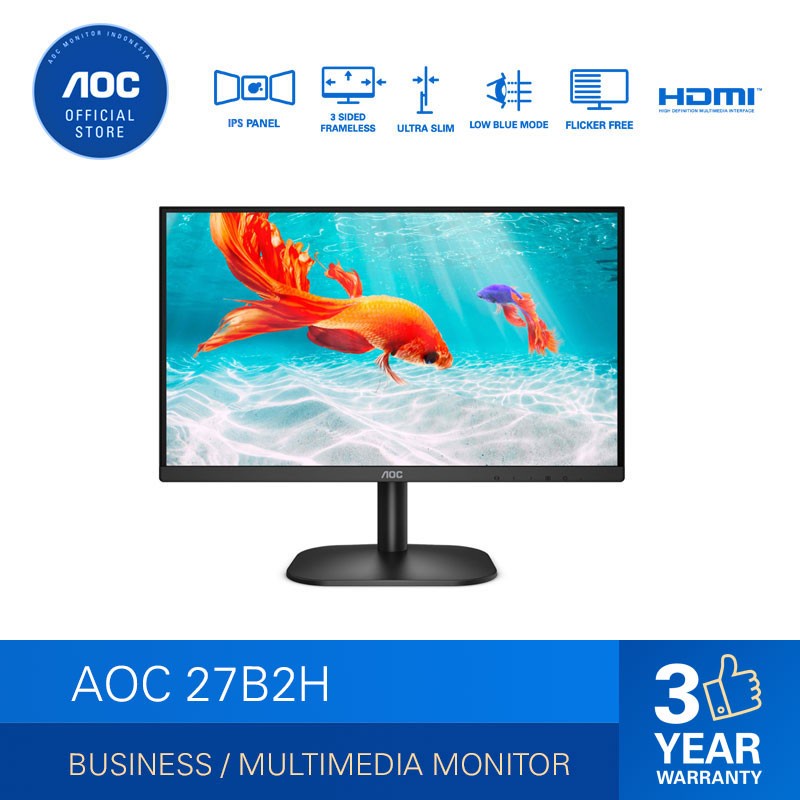 Jual MONITOR LED AOC 27B2H 27" Inch IPS HDMI 75Hz | Shopee Indonesia