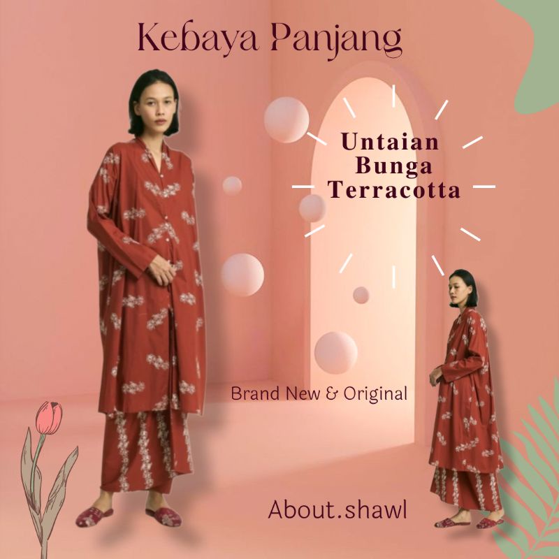 Jual Kebaya Panjang Untaian Bunga Deep Terracotta Sejauh Mata Memandang ...