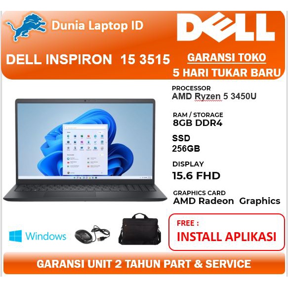Jual DELL INSPIRON 15 3515 RYZEN 5 3450 8GB 256SSD VEGA8 W11+OHS 15.6FHD NPAD BLK | Shopee Indonesia