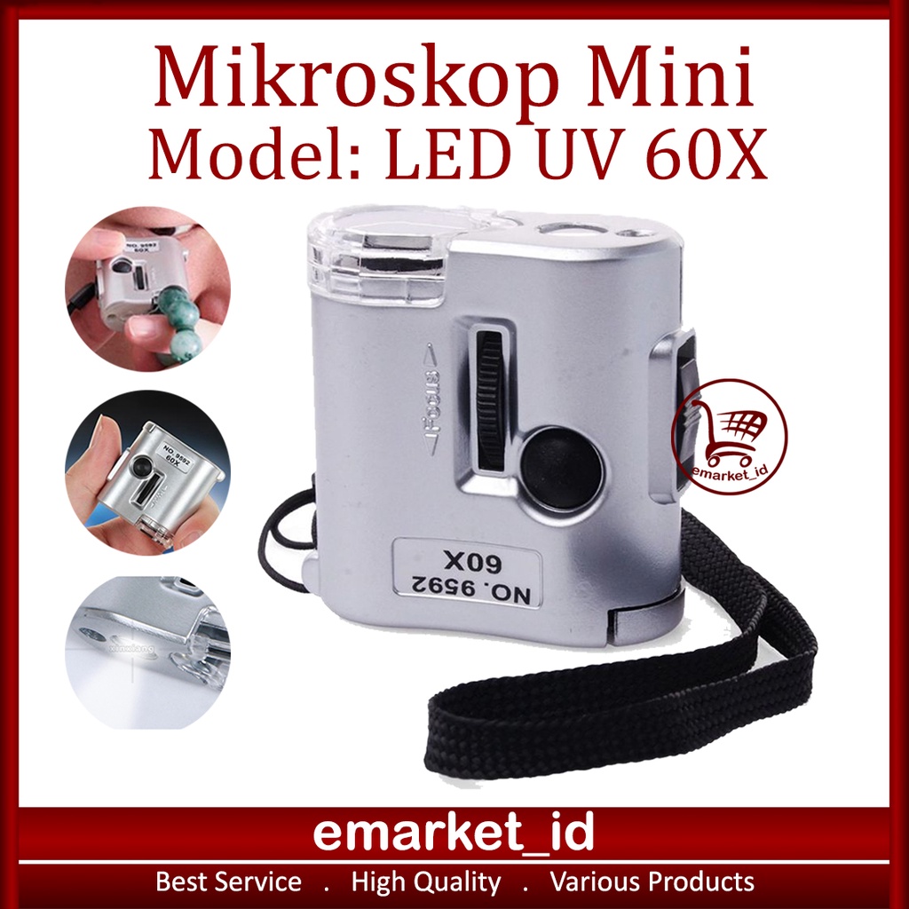 Jual Mikroskop Mini LED UV 60X / Microscope Portable / Kaca Pembesar ...