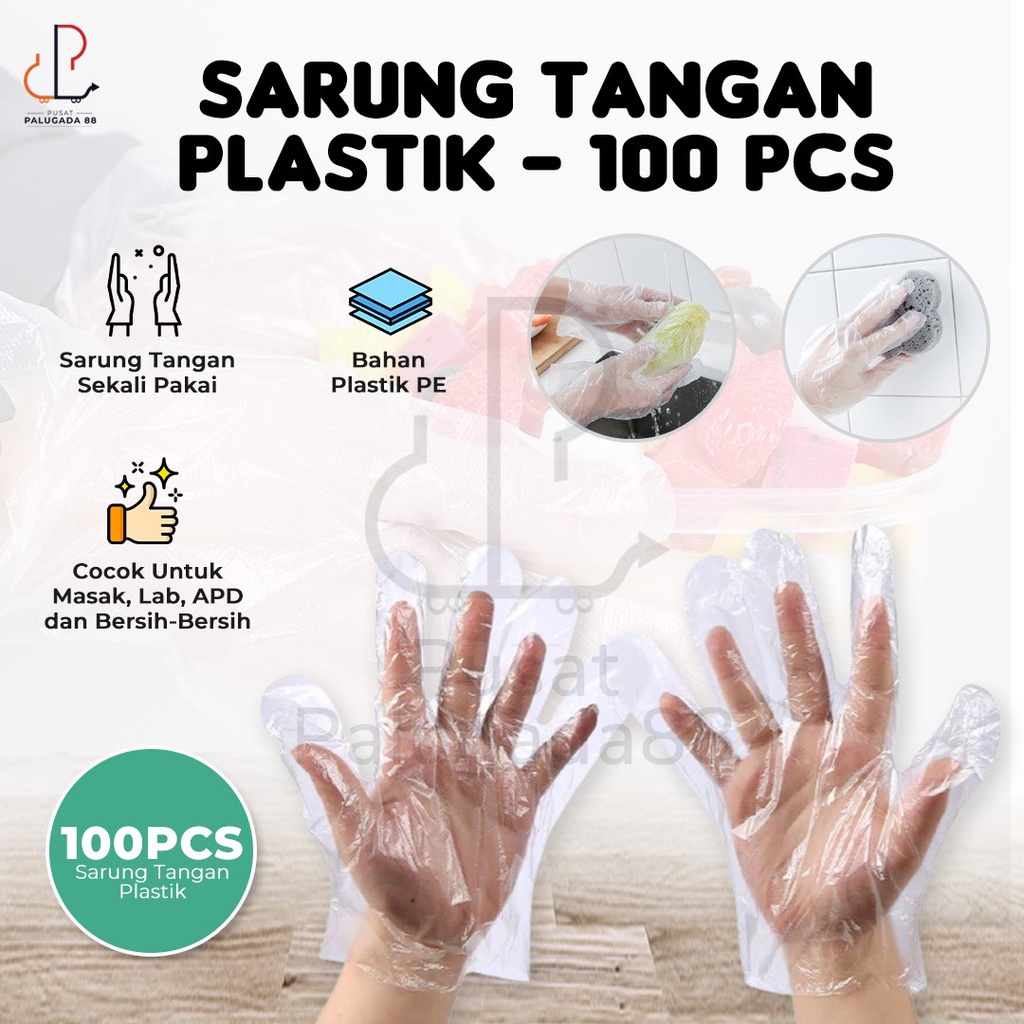 Jual Sarung Tangan Plastik isi 100 pcs per 1 pack pak Food Grade APD Cuci Sekali Pakai ...