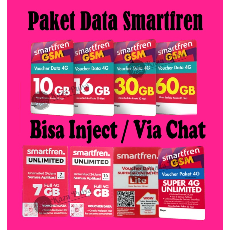 Jual Paket Data Smartfren Kuota Nonstop Smart 10GB, 16GB, 30GB, 60GB Unlimited 1GB Inject dan ...