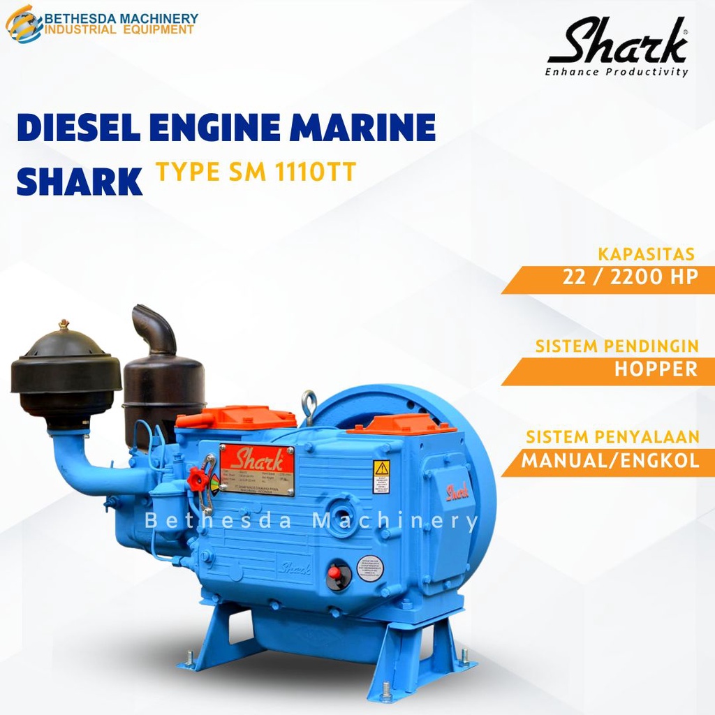 Jual Mesin Diesel Shark 22Pk / 22 Hp - Shark SM1110 TT/H Marine ...