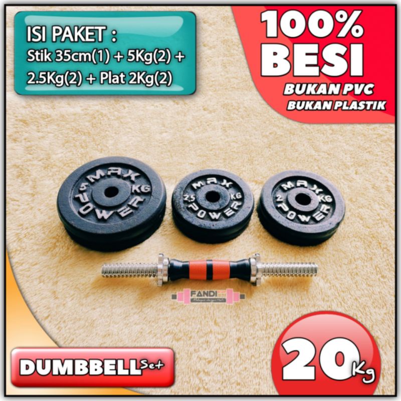 Jual Barbel 20kg - Dumbbell Set 20Kg - Dumble 20Kg - Dumbell 20Kg - 1 Stik | Shopee Indonesia