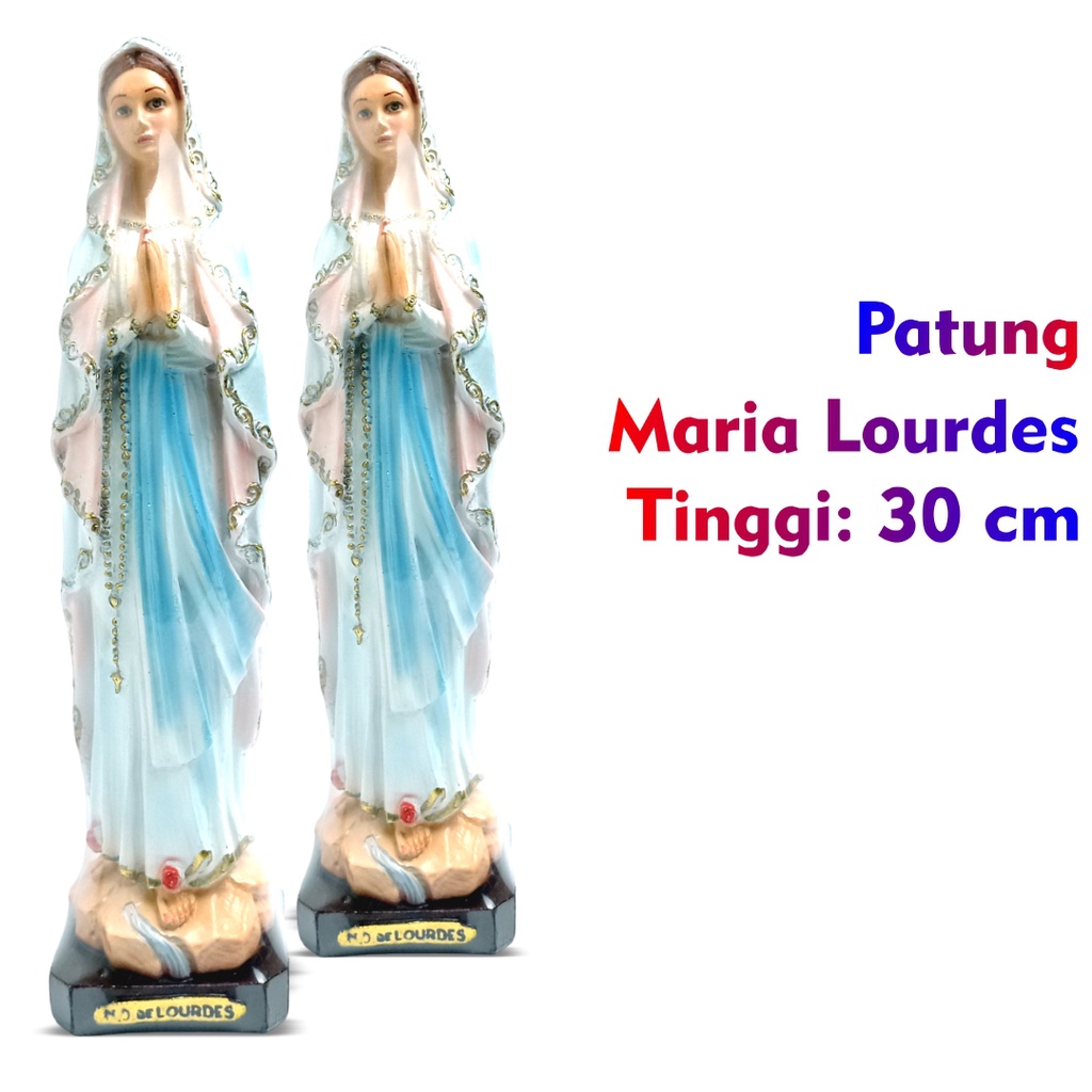 Jual Patung Maria Lourdes 30 cm Warna Biru Muda - Pink/Aneka Patung Bunda Maria/Patung Katolik ...
