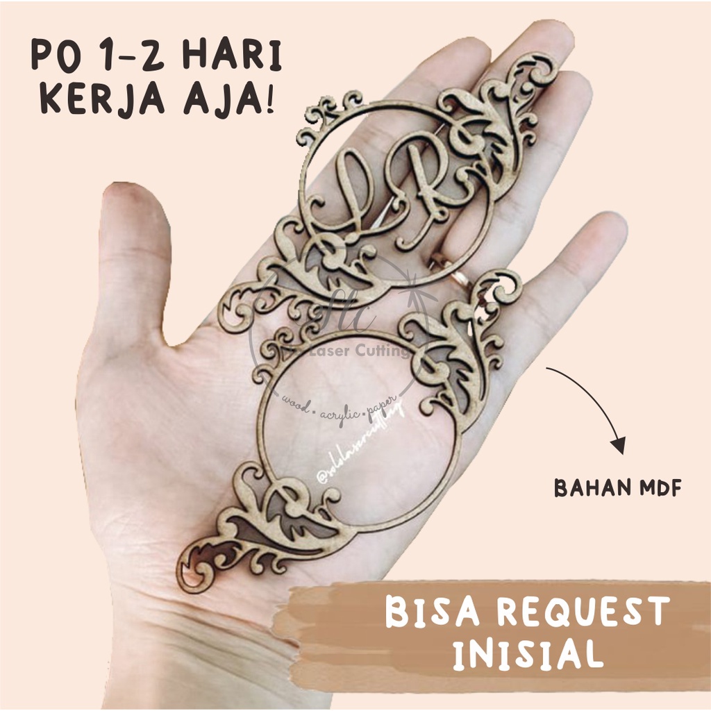Jual READY frame border inisial nama logam mulia bulat salur kayu mdf ...