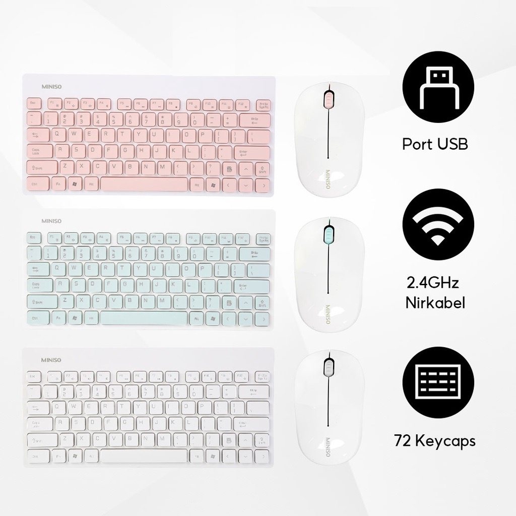 Jual Miniso Wireless Mouse & Keyboard Set | Shopee Indonesia