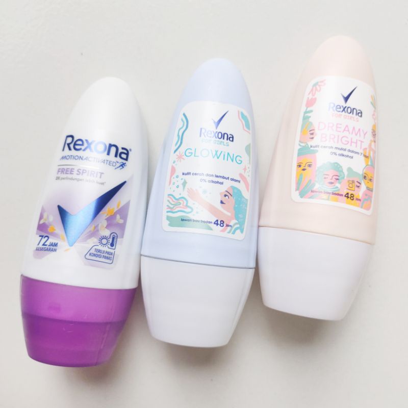 Jual REXONA 40ml Dreamy Bright/Glowing/Free Spirit | Shopee Indonesia