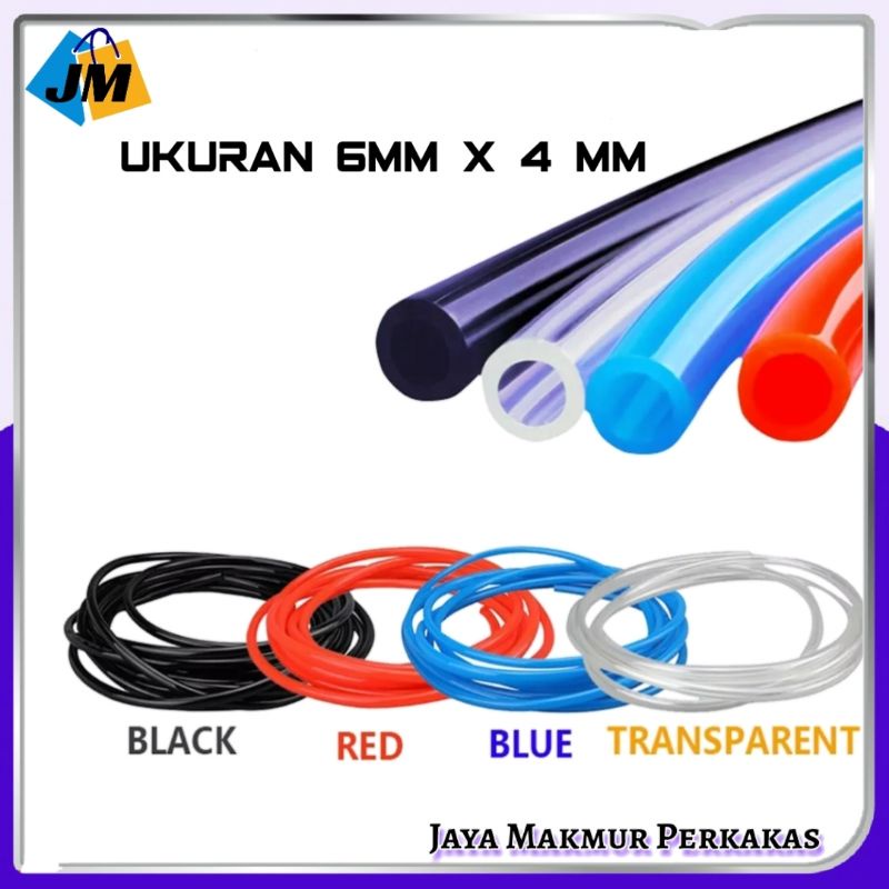 Jual Selang servis / selang angin POLIYUTREN ALAT PNEUMATIC 4 x 2.5 mm dan 6 x 4mm / selang oli ...