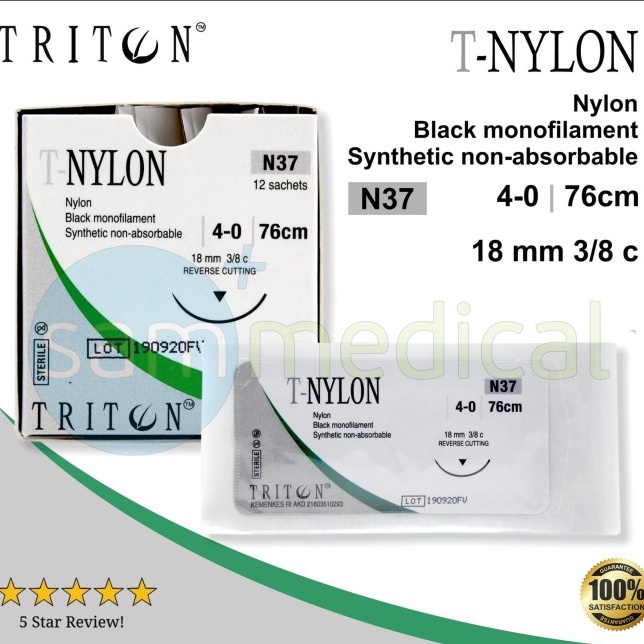 Jual Triton Benang Nylon + Jarum Cutting 4/0 N37 Benang Operasi PER PCS ...