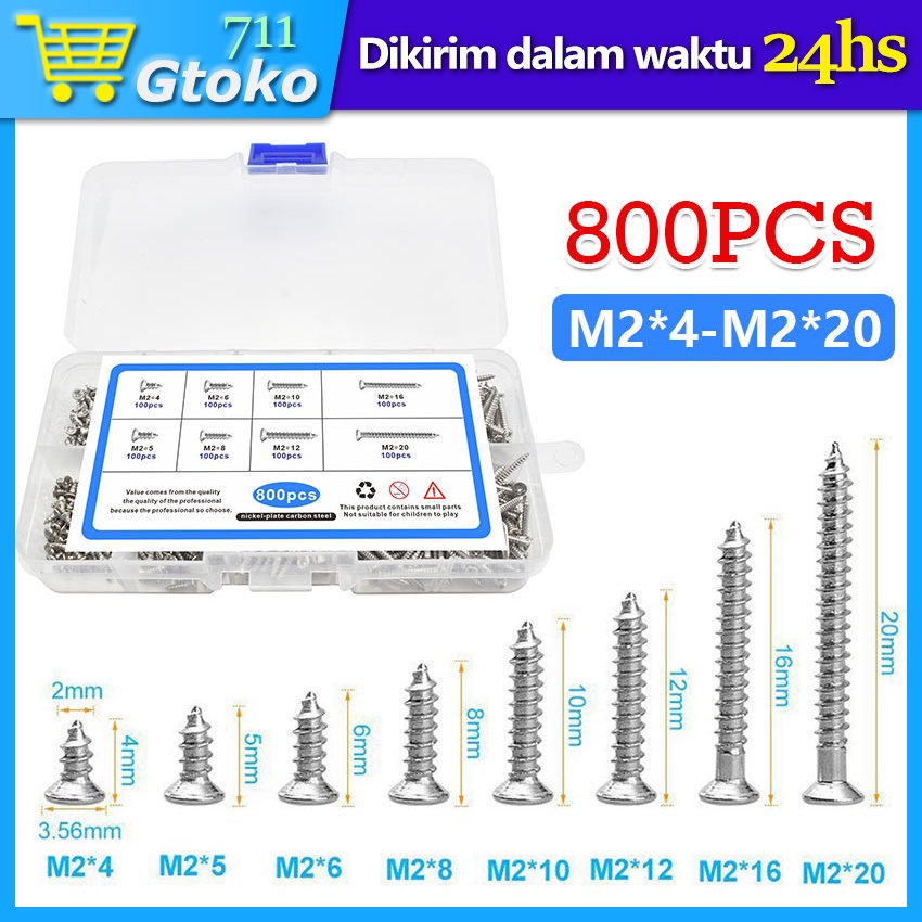 Jual 800Pcs Sekrup Drilling Roofing M2 Truss Head Baut Baja Ringan ...