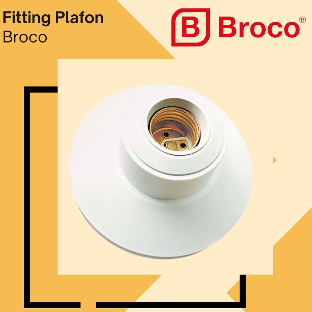 Jual BROCO FITTING PLAFON LAMPU E27 LUX BULAT PUTIH 12101 / BROCO ...