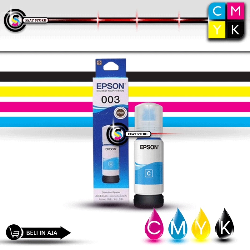 Jual Tinta Epson 003 cyan SERIES L3110 L3150 L3100 L1110 L3101 L5190 ...