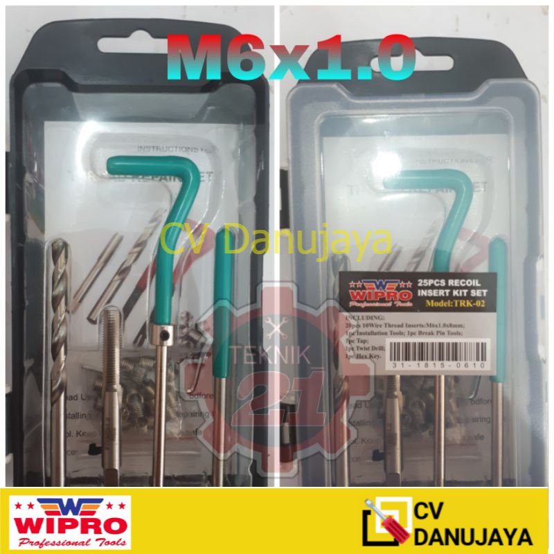Jual RECOIL SET M6X1.0 BAUT 10 WIPRO rio insert kit 1 set 12 pcs HELICOIL WIPR0 TRK02 | Shopee ...