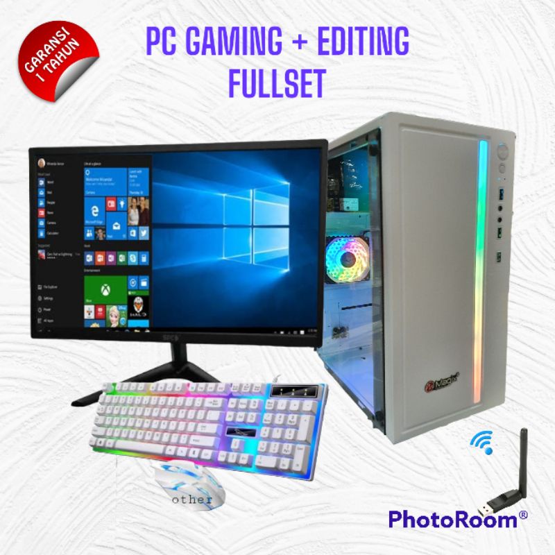 Jual Pc cpu Gaming Core i5| Ram 8GB| Vga External 2GB| Monitor Led 19inch hdmi | Shopee Indonesia
