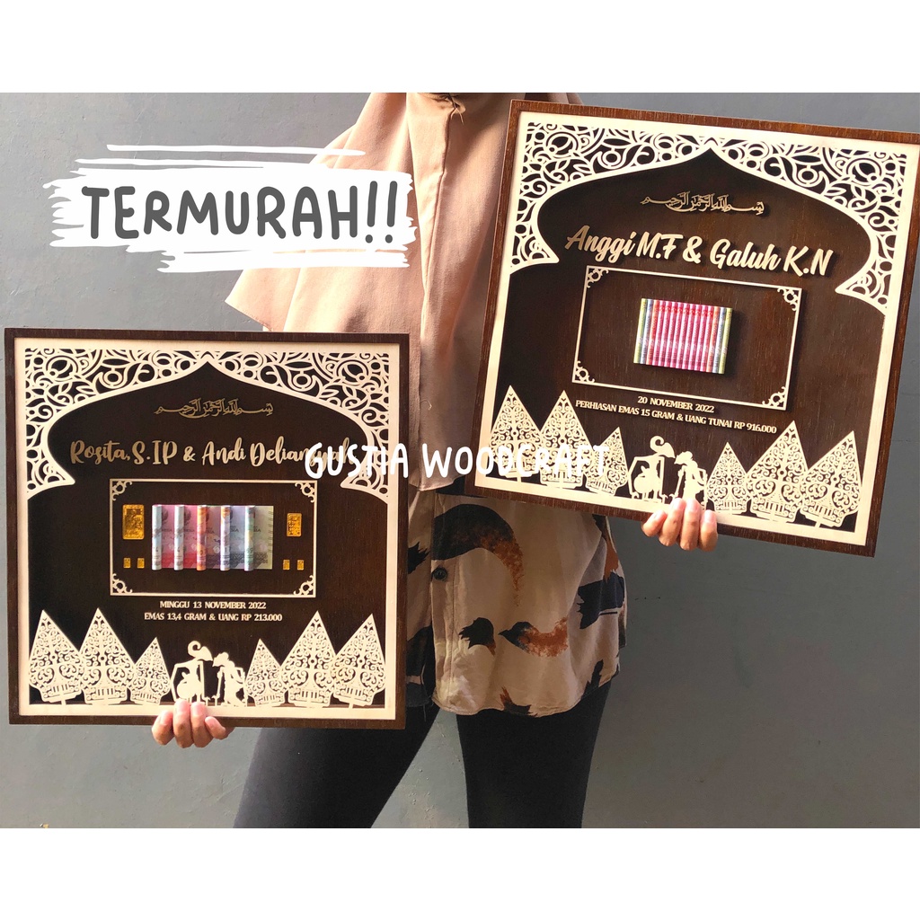 Jual Bingkai Mahar Pernikahan | Laser Mahar frame Cut grafir | Mahar ...