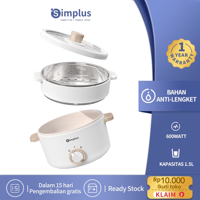 Jual Simplus Panci Listrik Kukusan Serbaguna 600 Watt Low Watt 1.5L ...