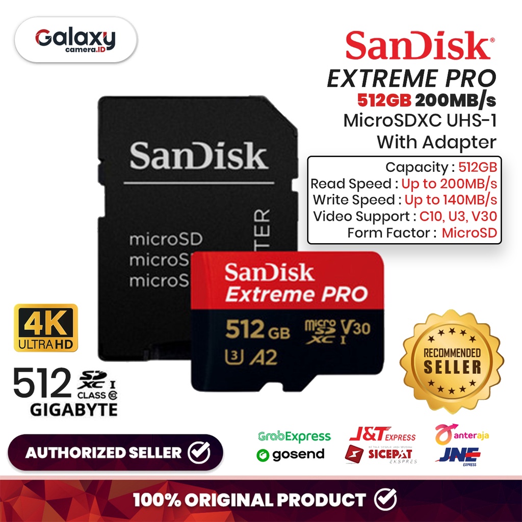 Jual Sandisk MicroSD Extreme Pro 512GB 200MB/s Memory Card Original ...