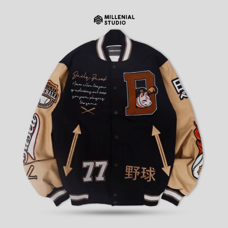 Jual Jaket Varsity STRIKE Varsity Jacket Baseball Black Varsity ...