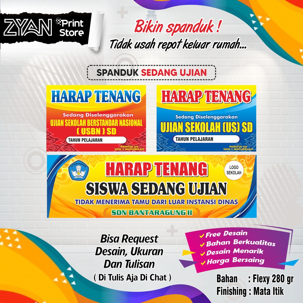 Jual SPANDUK BANNER HARAP TENANG SEDANG UJIAN | Shopee Indonesia