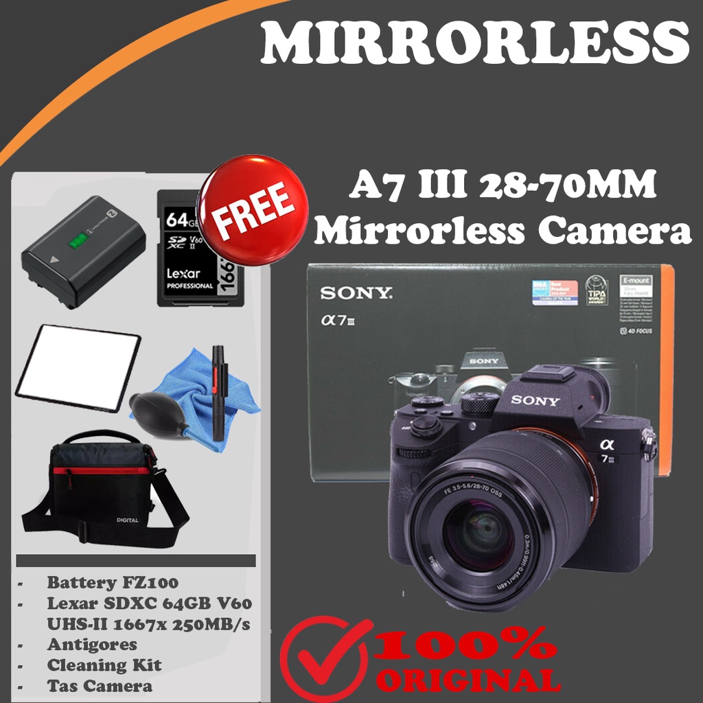 Jual SONY ALPHA A7 Mark III Kit FE 28-70mm - A7 M3 - A7 MIII - A7III PAKET | Shopee Indonesia