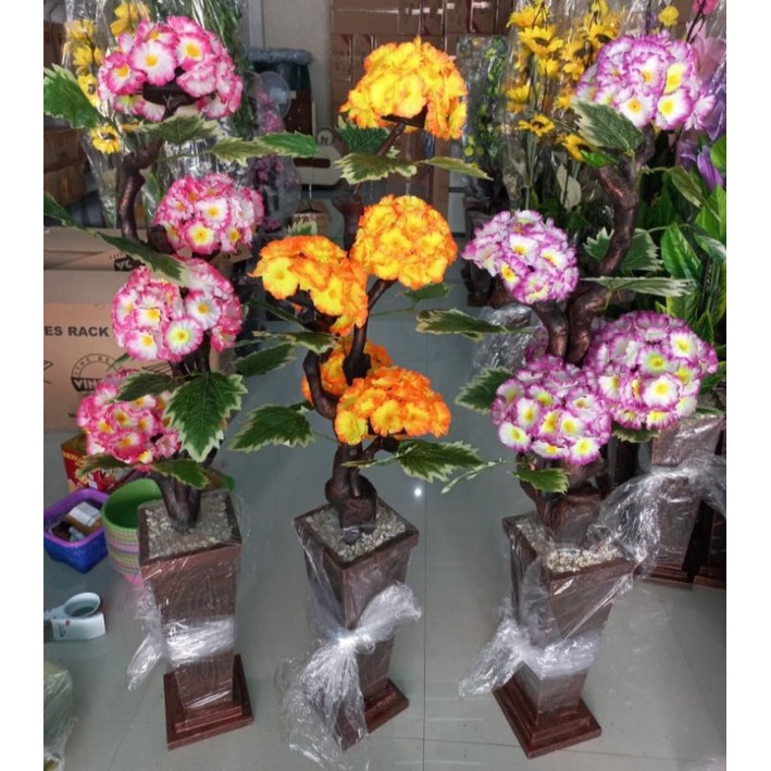 Jual BUNGA SUDUT RUANGAN LENGKAP VAS BATU // BUNGA HIAS BOLA BOLA ...