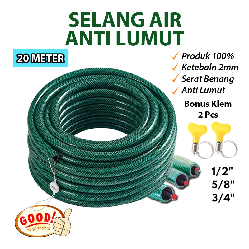 Jual SELANG AIR 20 METER 1/2 5/8 3/4 INCH SERAT BENANG / SELANG AIR CUCI MOTOR MOBIL / SELANG ...
