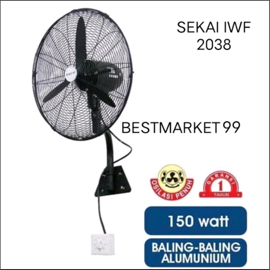 Jual KIPAS ANGIN BESI TORNADO DINDING SEKAI 20 INCH TYPE IWF 2038 ...