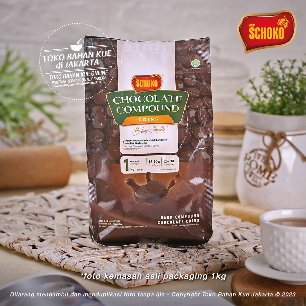 Jual Schoko Dark Chocolate Compound Coin 1kg Coklat Koin Baking Keping ...