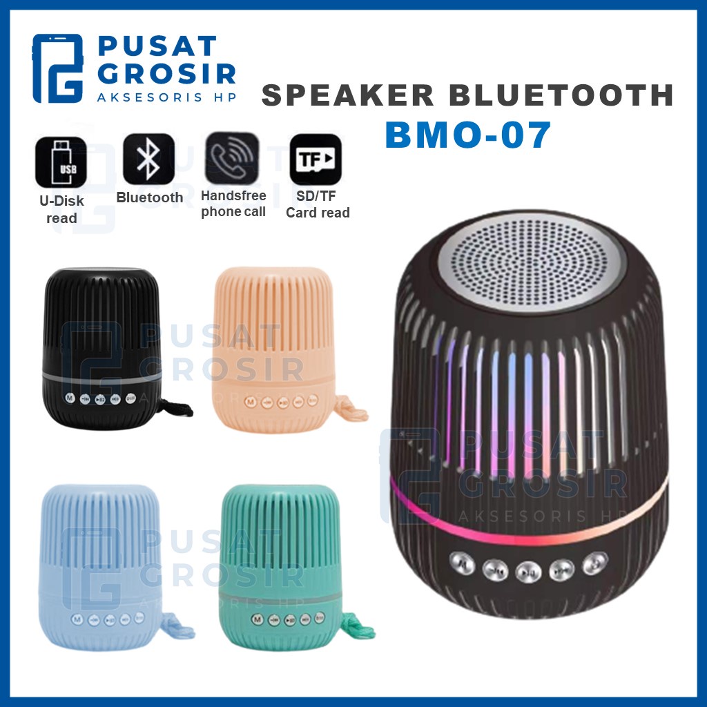 Jual Speaker Bluetooth bass BMO-07 MBOT 07 spiker blutut mini Lampu LED ...