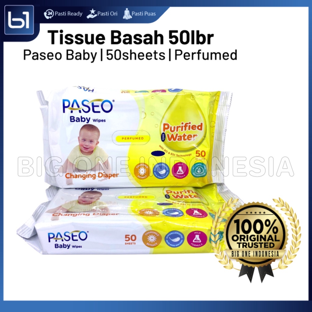 Jual Paseo Baby Wipes 50s, Tisue Basah Bayi isi 50 With Chamomile ...