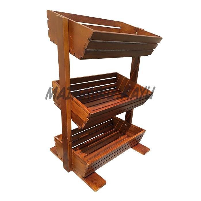 Jual Rak Display Tingkat Buah dan Sayur Ukuran Besar Jumbo Kayu Jati ...