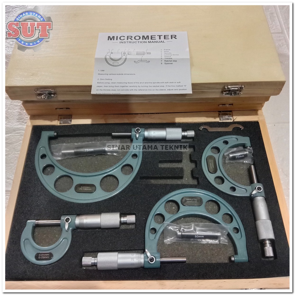 Jual Micrometer Set 0-100 0-25-50-75-100 Micro Meter no MicroMeter ...