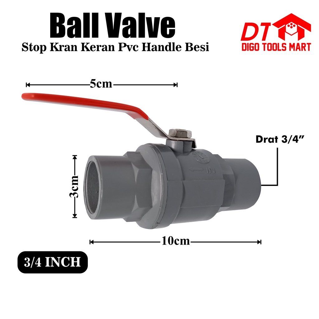 Jual Ball Valve 3/4 Inci Stop Keran Handle Besi Gagang Besi | Shopee ...
