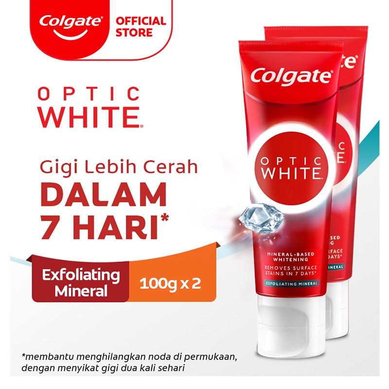 Jual Colgate Optic White Whitening Toothpaste Exfoliating Mineral 100g ...