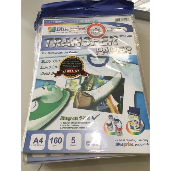 Jual Transfer Paper Kaos Warna Terang Blueprint A4 | Shopee Indonesia
