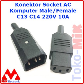 Jual SOCKET KONEKTOR POWER KOMPUTER C13 C14 FEMALE MALE AC 220V 10A | Shopee Indonesia