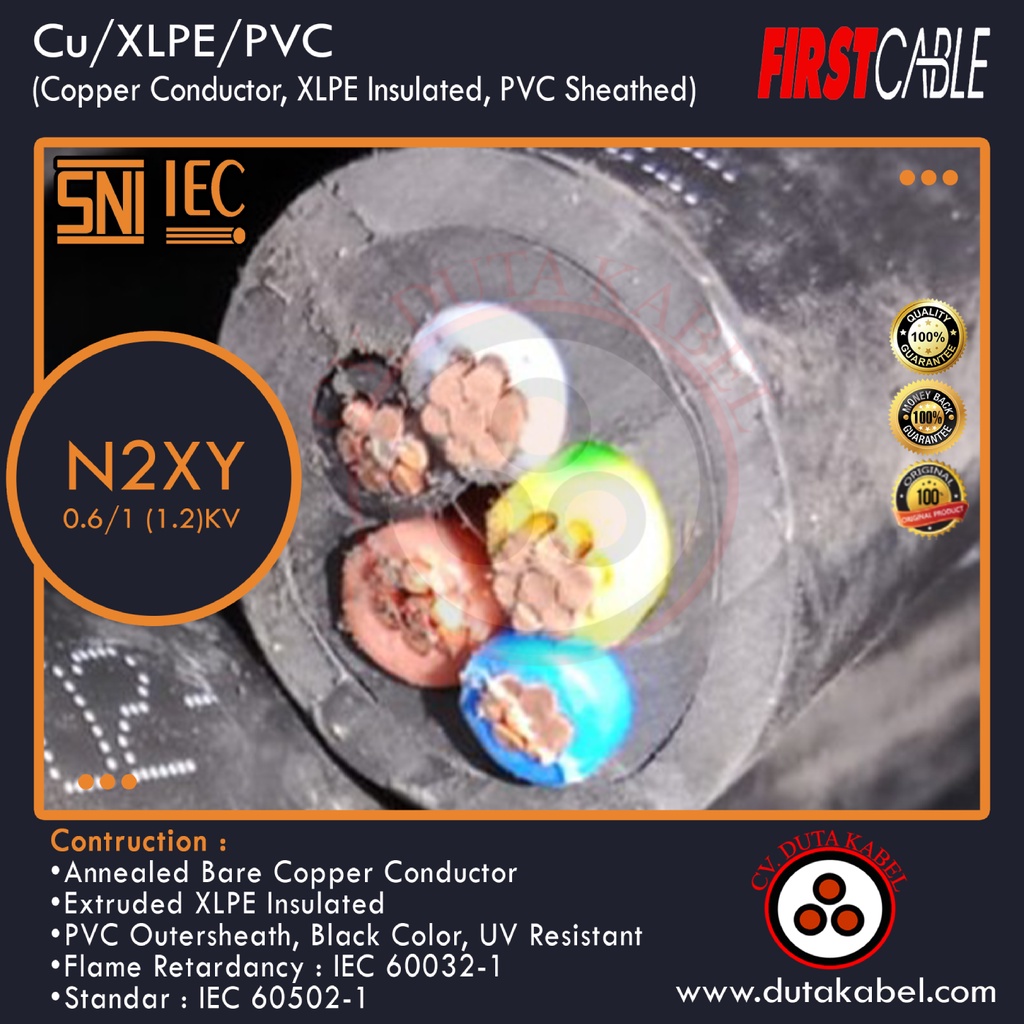 Jual Kabel N2XY 5x25 mm2 (Cu/XLPE/PVC) FIRST CABLE /5x25 mm/5 x 25 mm2/5x25mm2/5 x 25 mm2 ...