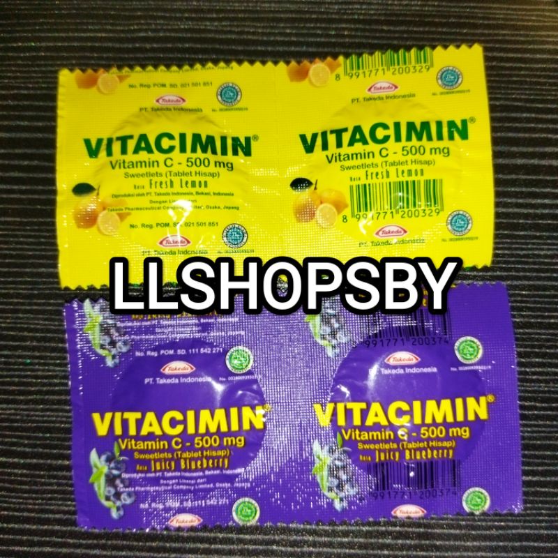 Jual Vitacimin 500mg lemon anggur 1 tablet vitamin c tablet hisap ...