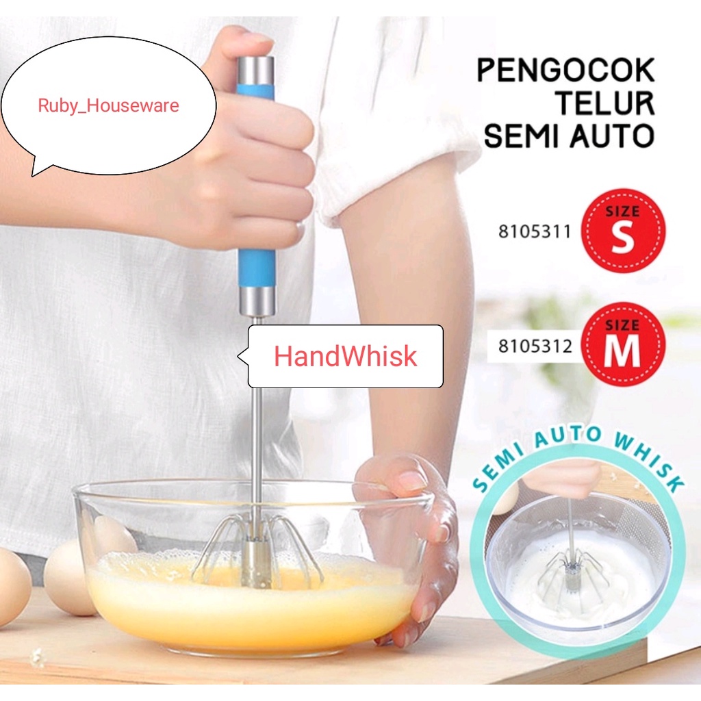 Jual Hand whisk egg beater stainless / pengocok telur adonan otomatis ...