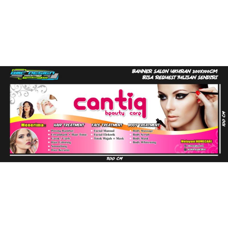 Jual Terbaru Banner Spanduk Salon Kecantikan Ukuran 300x100cm Bisa