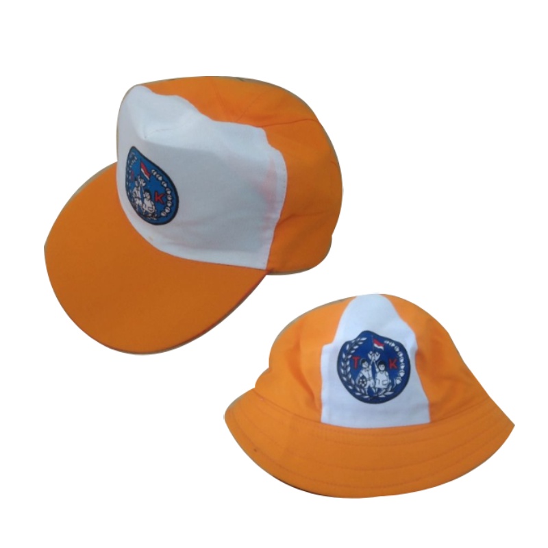 Jual Topi Sekolah TK Orange Putih / Anak Laki-laki / Topi Bucket TK ...