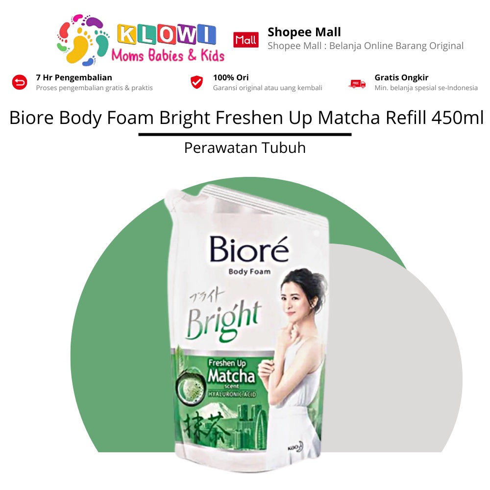 Jual Biore Body Foam Bright Freshen Up Matcha Refill 450Ml | Shopee Indonesia