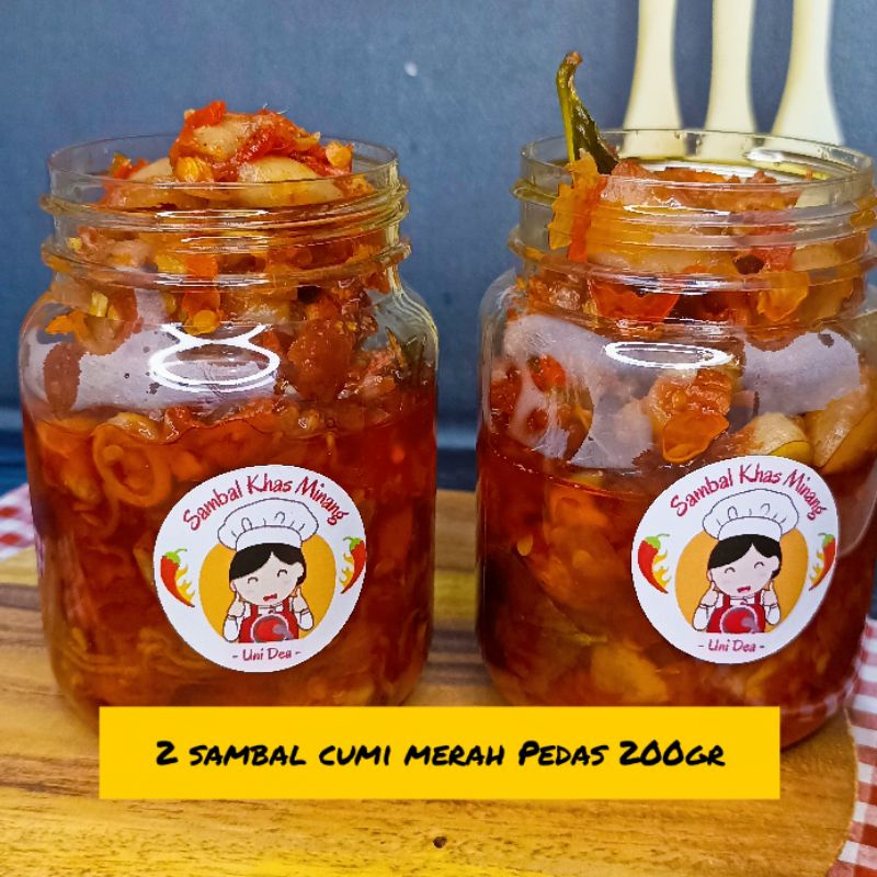 Jual 2 Sambal Cumi Merah Pedas Gurih Kemasan 200gram | Shopee Indonesia